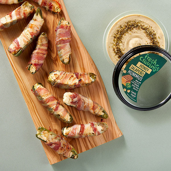 Bacon Wrapped Honey Jalapeño Hummus Poppers' - Fresh Cravings